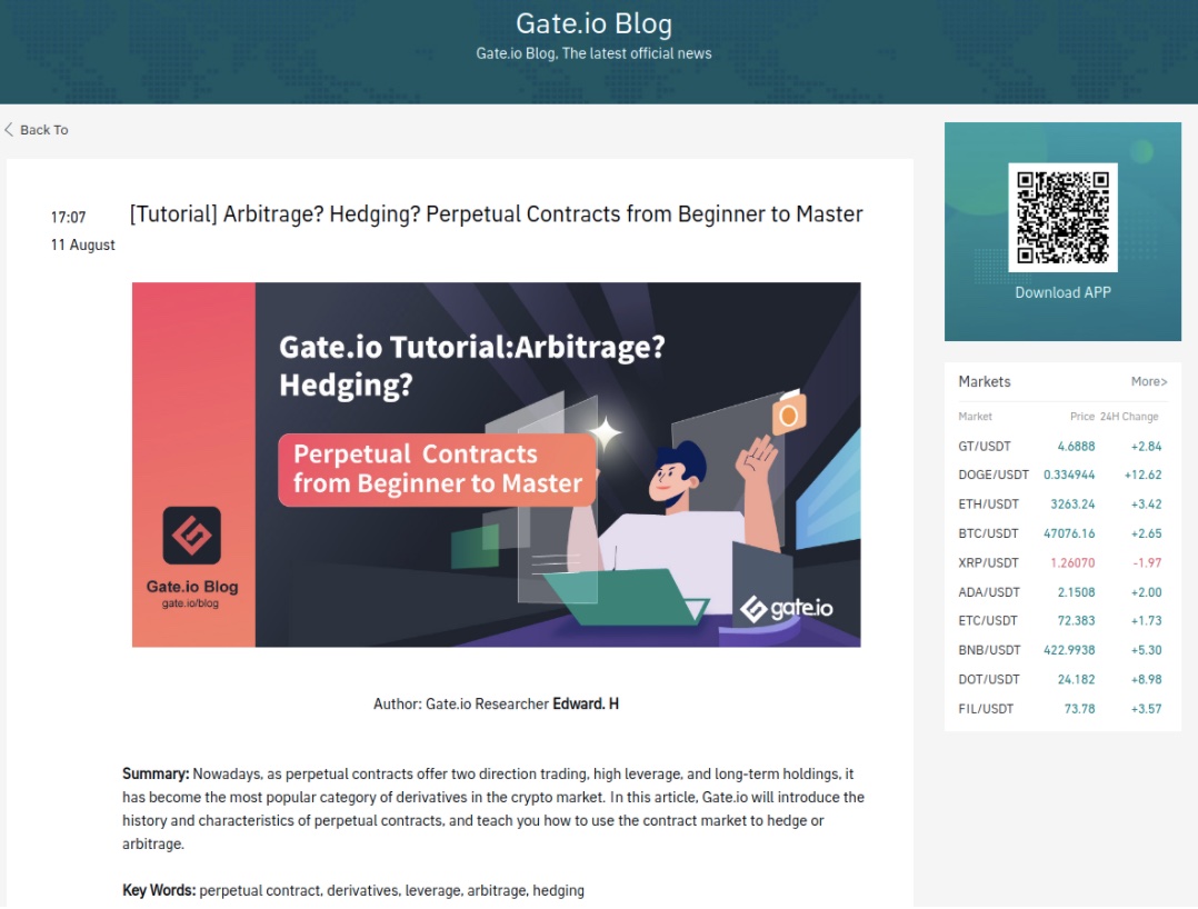 Gate.io Blog: [Tutorial] Arbitrage? Hedging? Perpetual Contracts from ...